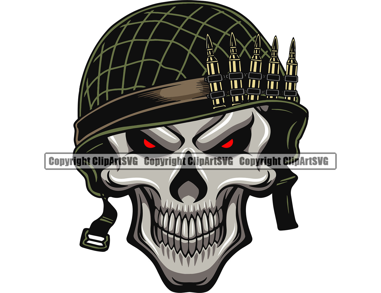 Skull Wearing Army Hat