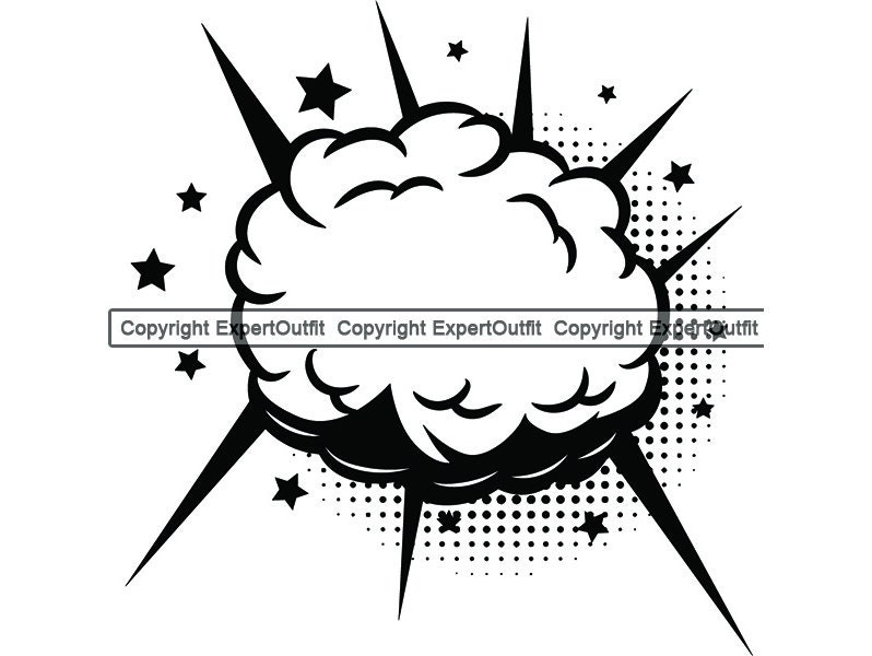 Boom Action Comic Blast Smoke TNT Explosion Detonate Cloud Spikes ...