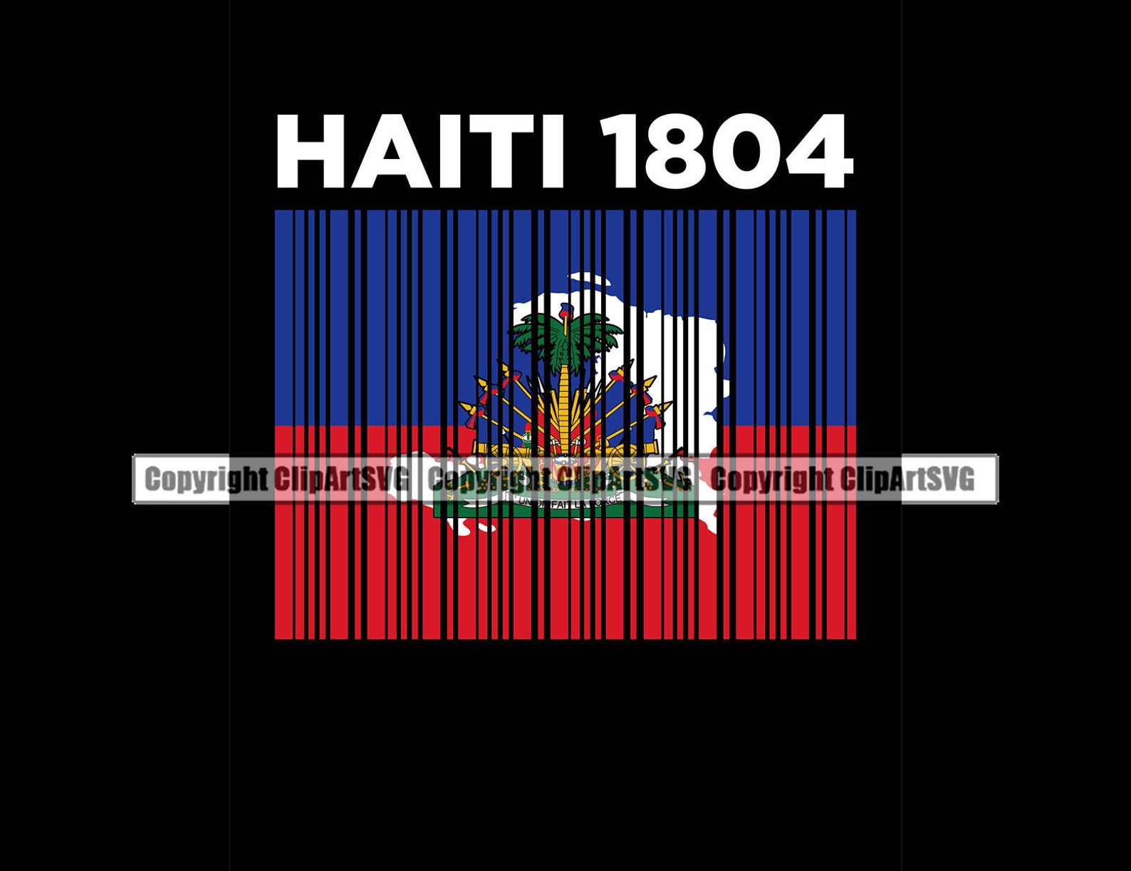 Haiti Haitian 1804 Bar Code Flag Country World Nation Map Sign Symbol ...