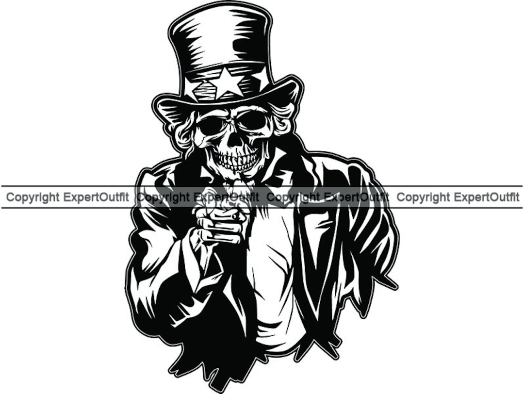 Uncle Sam 1 Skull Dead Money Cash Statue Horror Profit Investing Tattoo ...