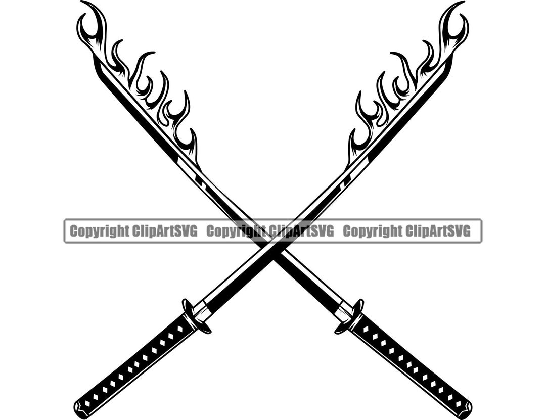 Ninja Samurai Katana Sword Fire Flames Japan Warrior Battle Fire Flames ...