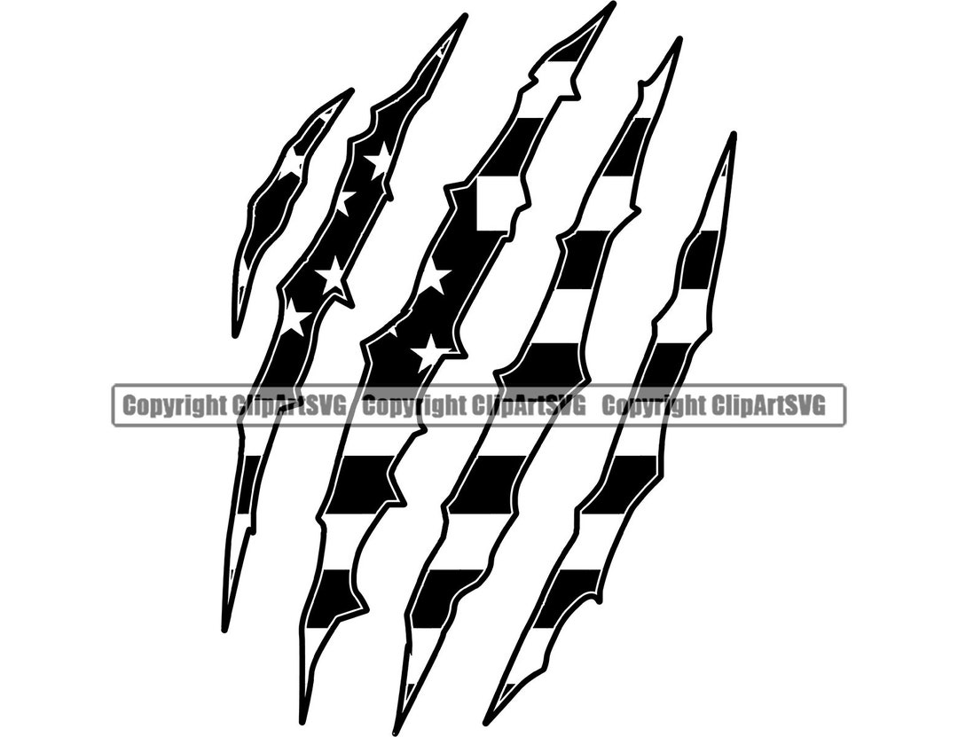 USA United States America Animal Claw Mark Scratches Rip Tear Flag ...