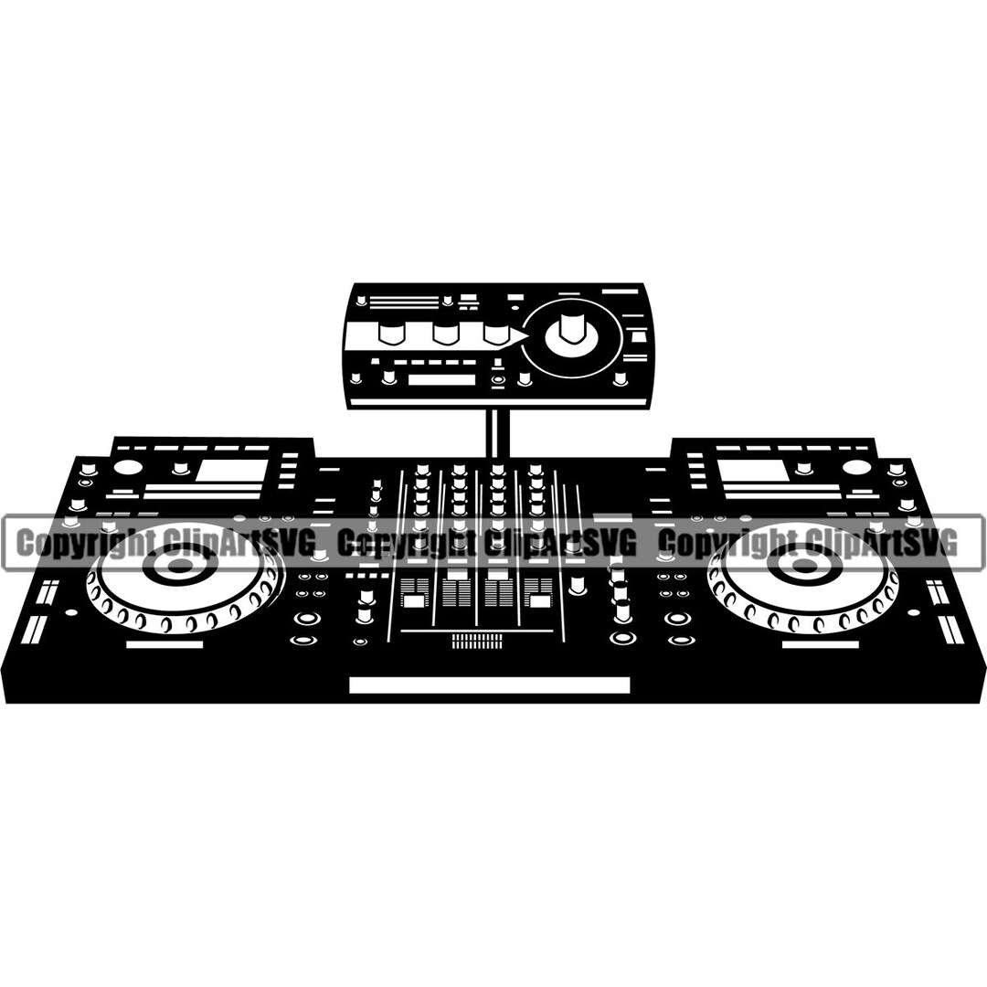 DJ Disc Jockey Setup Modern CD Compact Disc Turntable Audio Music Mixer ...