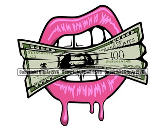 Sexy Lips Bite Money Cash 100 Dollar Bill Gold Teeth Mouth | Etsy