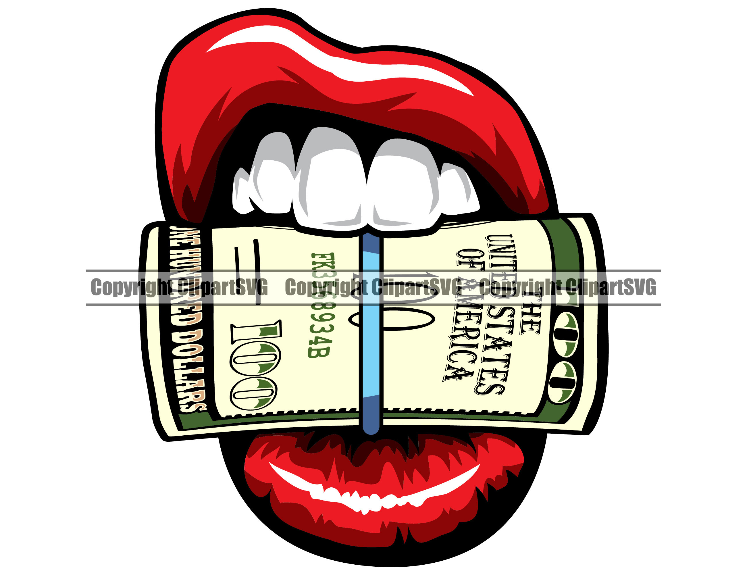 Lips Bite Money Drip Cash 100 Dollar Bill Gold Teeth Mouth - Etsy 日本