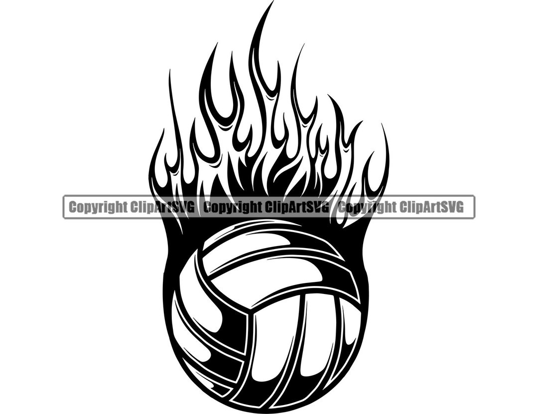 Volleyball Ball #12 Fire Flame Court Player Sport Team Sport ...