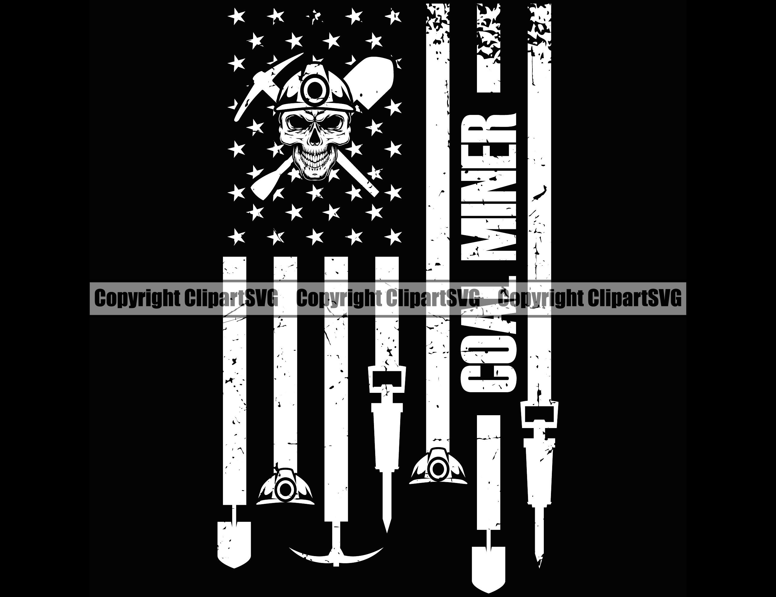 Mining Skull Mine Miner USA US Flag Pick Axe Pickaxe Hatchet - Etsy
