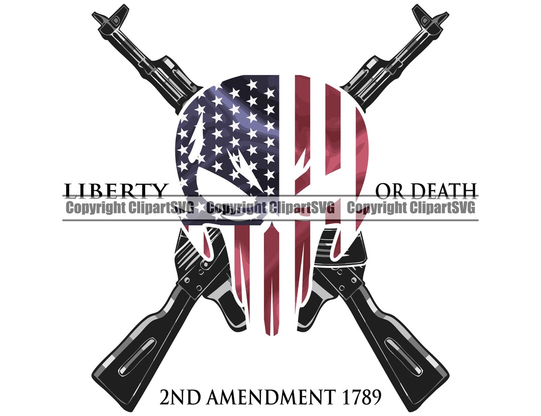 Skull Gun Flag 2nd Amendment USA United States America Pistol Rifle ...