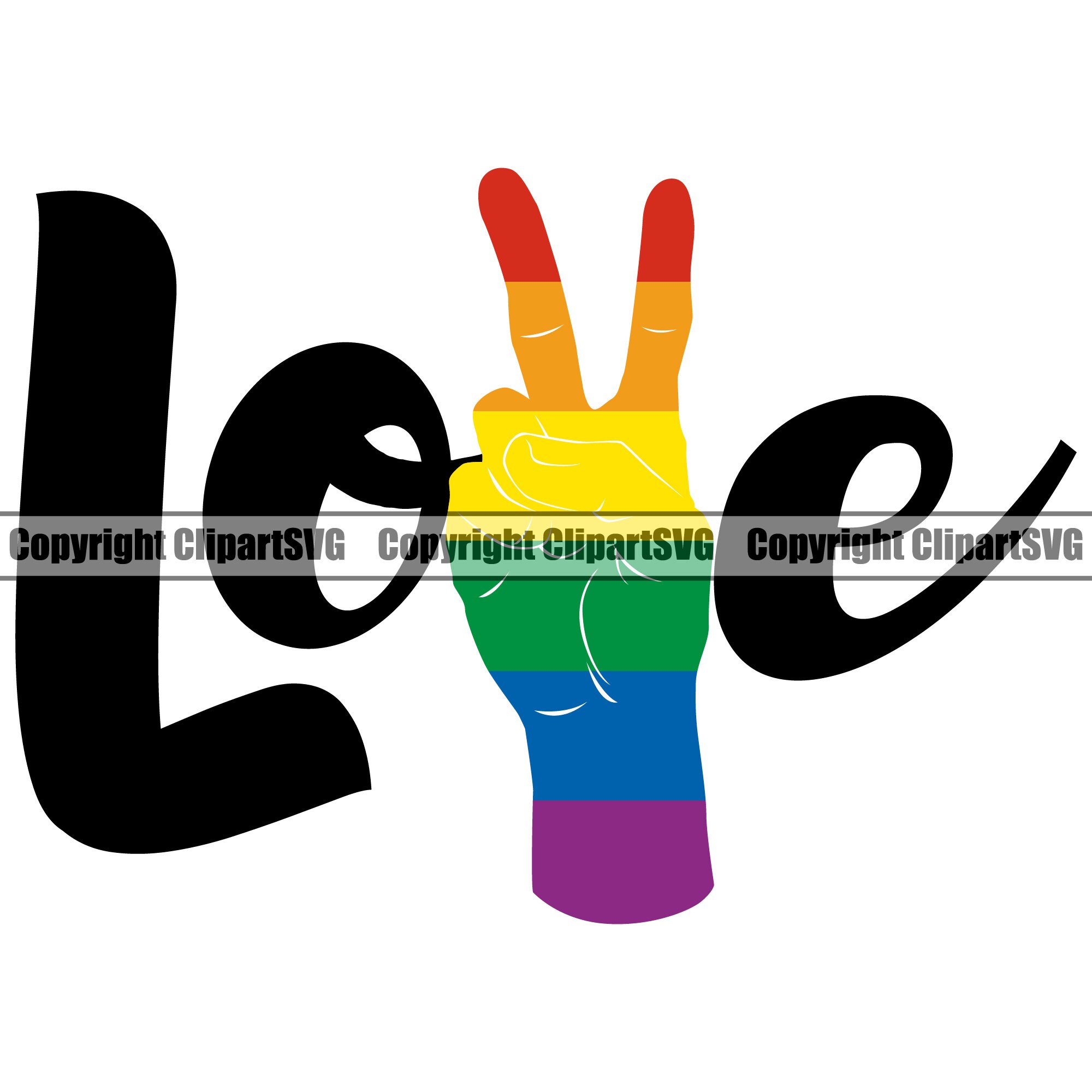 Gay Rainbow Flag Hand Peace Sign Pride Love Symbol LGBT Right ...