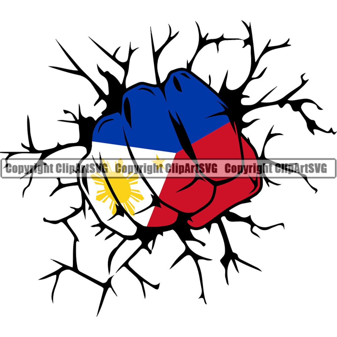 Philippines Filipino Fist Punch Hit Break Wall Flag Country World ...