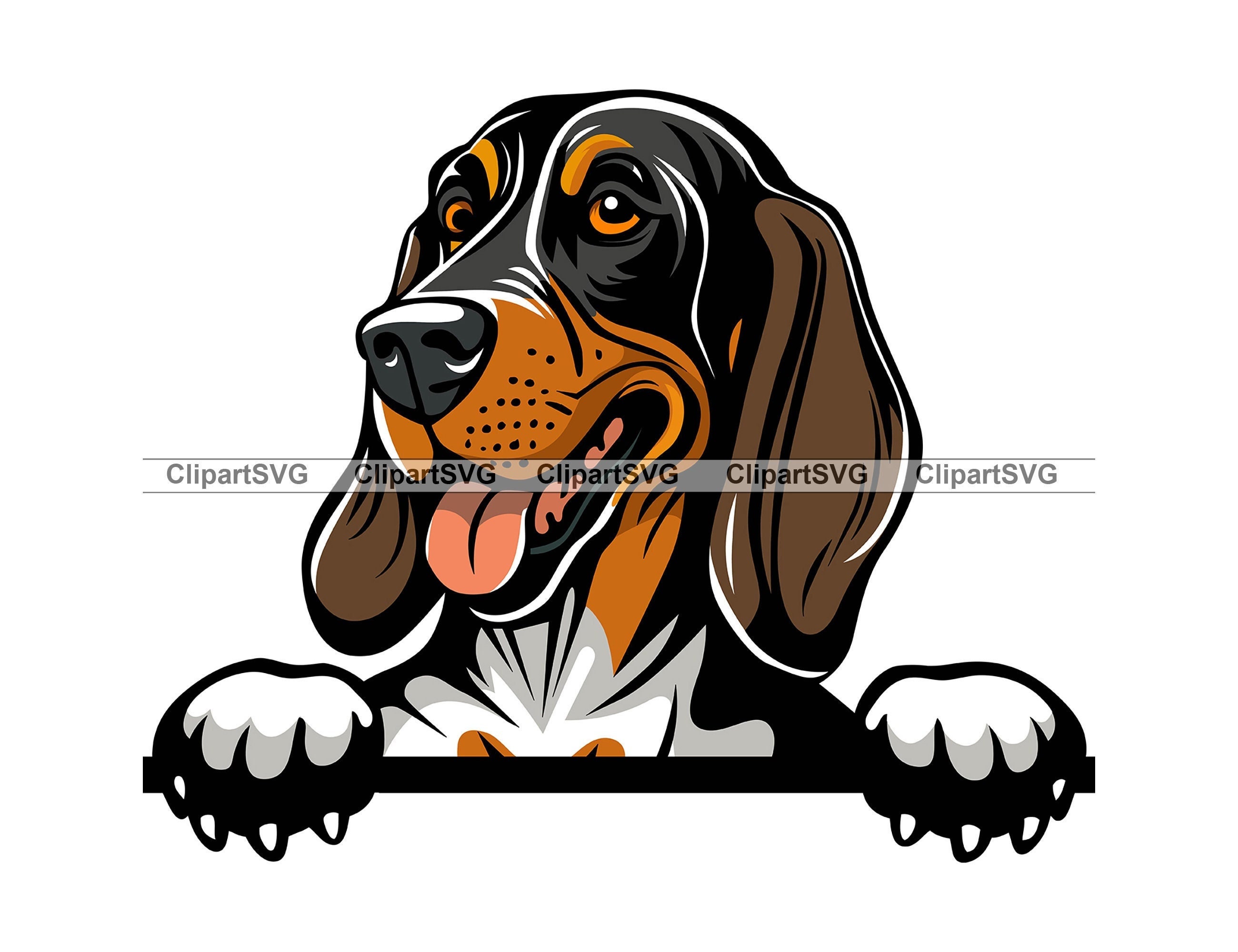 Black and Tan Coonhound Smiling Peeking Dog Cute Puppy Face - Etsy