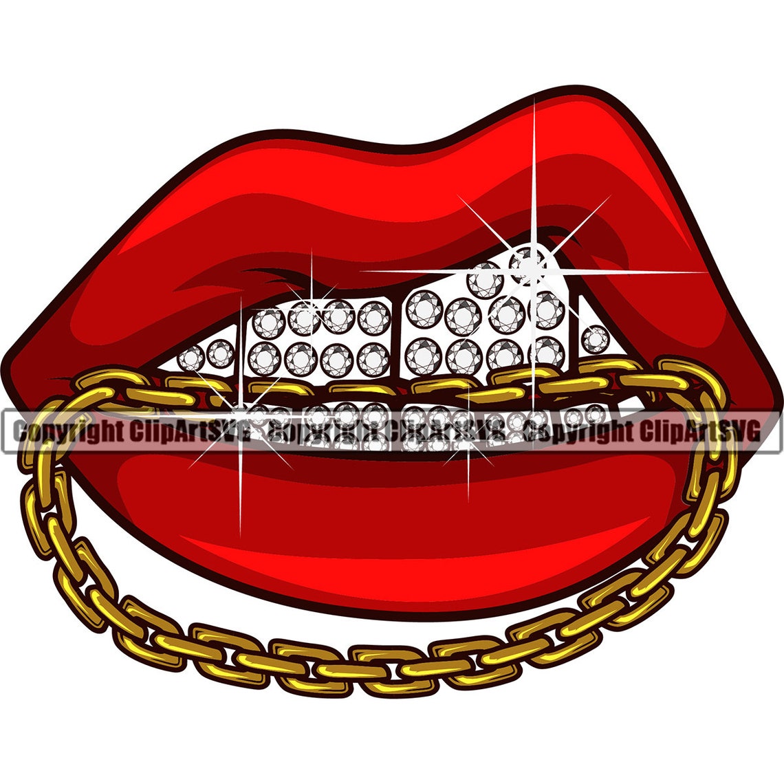 Sexy Lips Diamond Teeth Gold Chain Drip Gangster Rap Hip Hop Mouth Mask ...