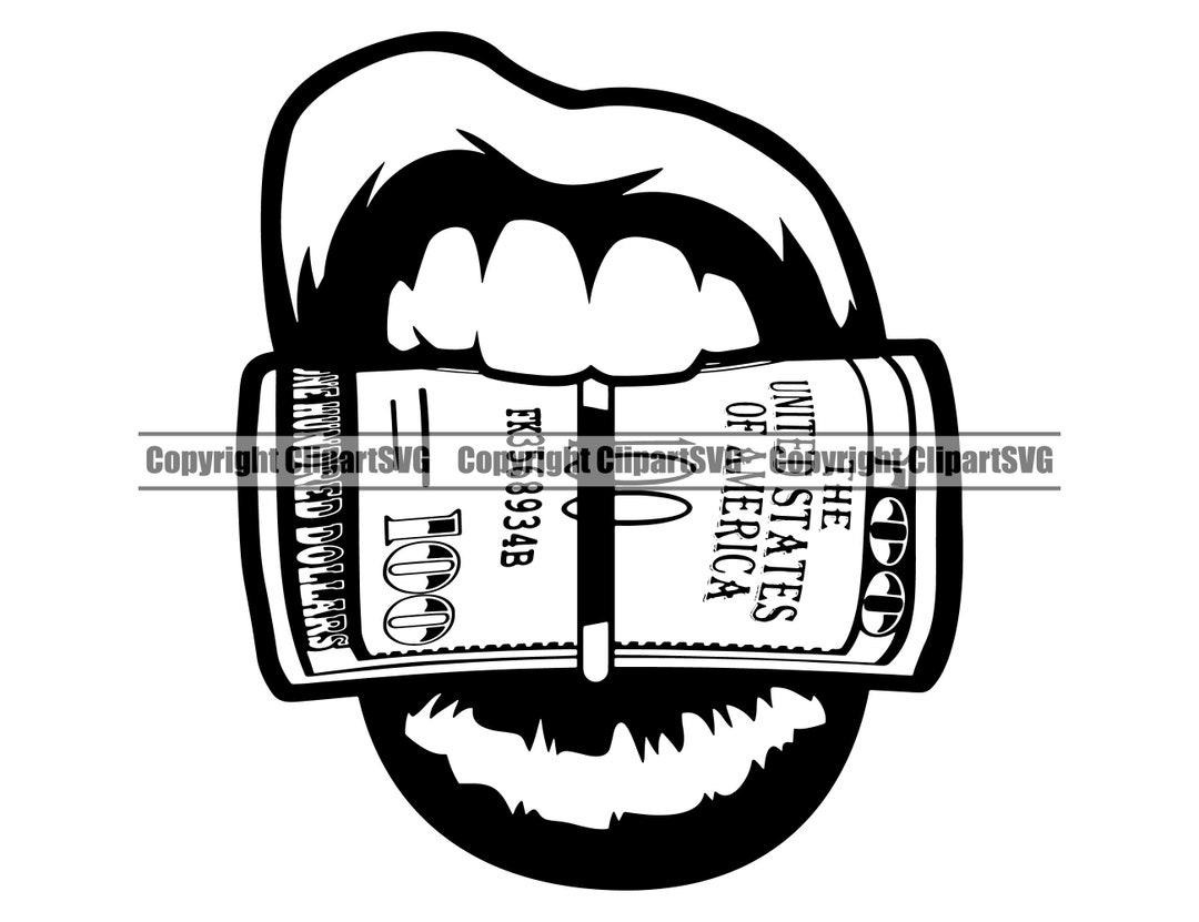 Lips Bite Money Drip Cash 100 Dollar Bill Gold Teeth Mouth Mask Grill ...