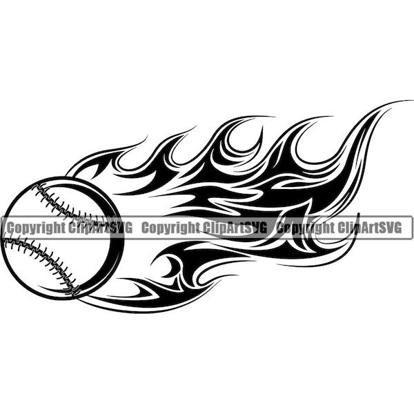 Baseball With Flames Svg - Etsy
