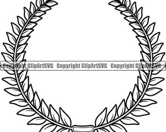 Wreath Olive Branch Leaves Logo Design Element Emblem Label Sticker ...