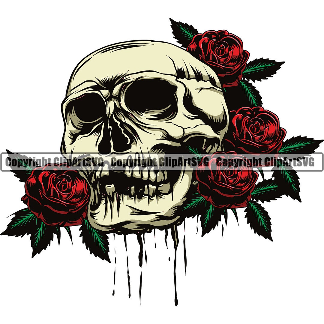 Skull Roses Flowers Grin Death Love Dead Head Evil Kill Killer - Etsy