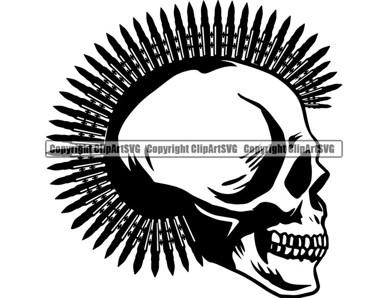 Skull Bullet Mohawk Military Soldier Vet War Hero War American US ...