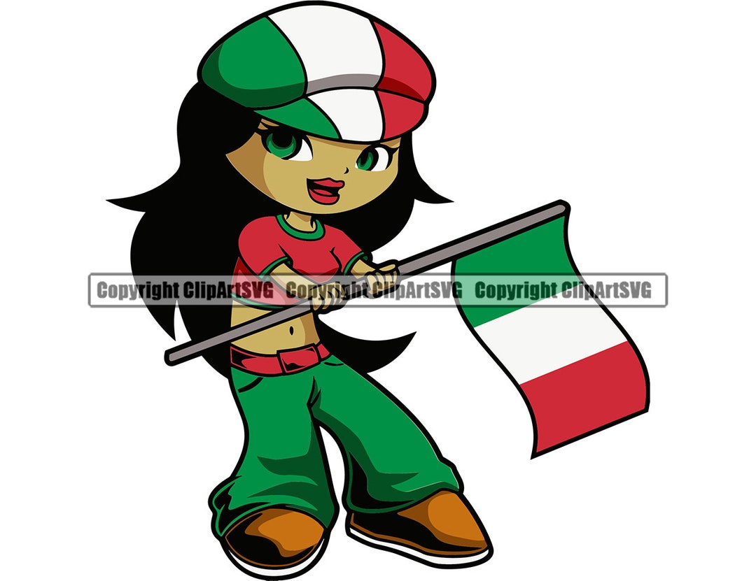 Italy Italian Cute Little Girl Flag Country World Nation Map Sign ...