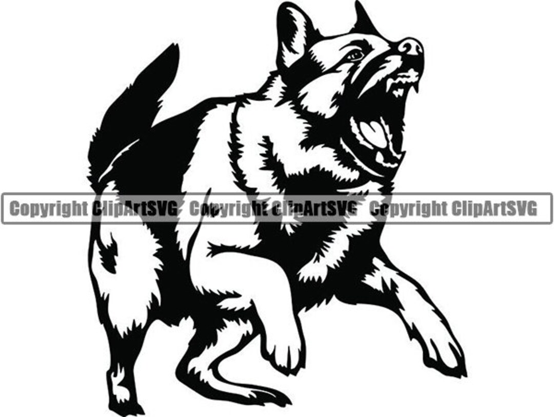 German Shepherd 138 Growling Attack Dog Breed K-9 Pet Police Cop Dog ...