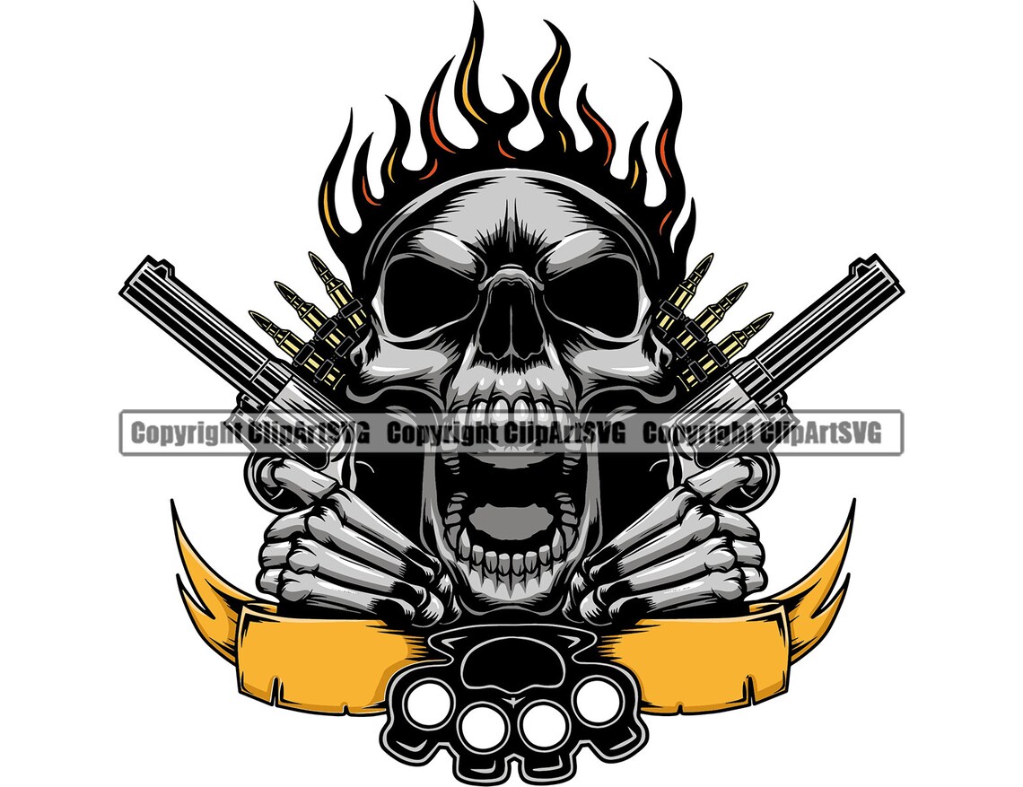 Skull Skeleton Hand Hold Holding Gun Pistol Brass Knuckle Evil - Etsy