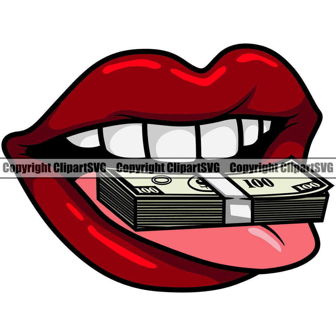 Lips Money Tongue Cash 100 Dollar Bill Rich Mouth Mask Woman Rap Wall ...