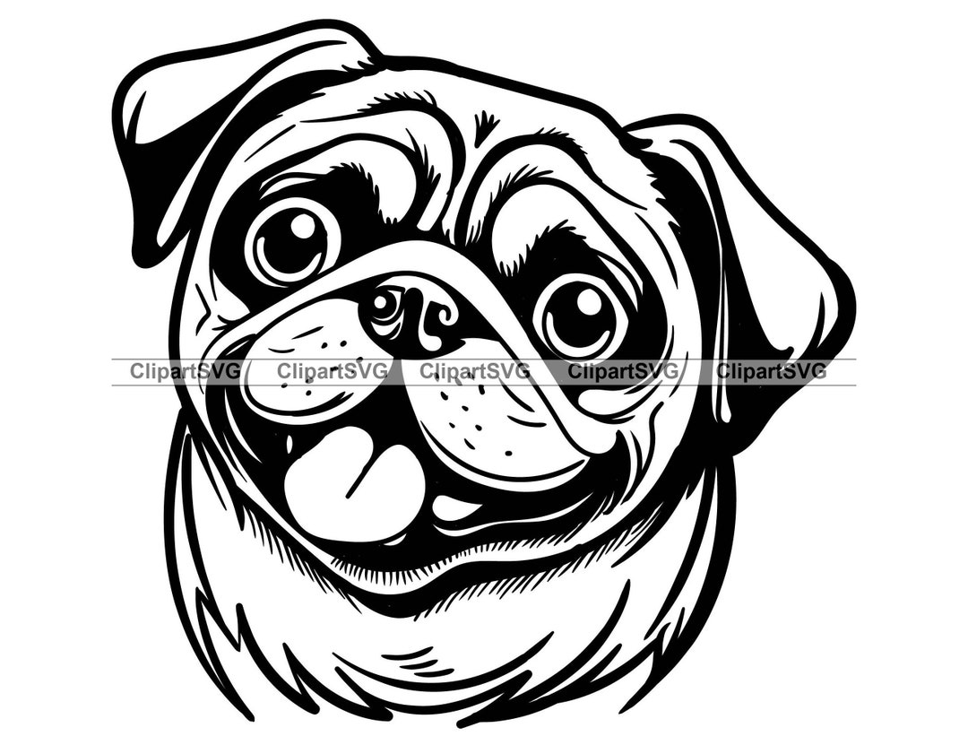 Pug Smiling Dog Cute Puppy Happy Face Canine Pet Love Breed Pedigree ...