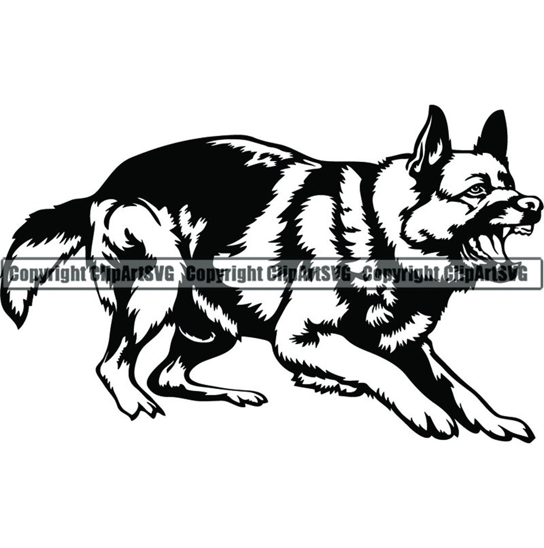 German Shepherd 139 Growling Attack Dog Breed K-9 Pet Police Cop Dog ...