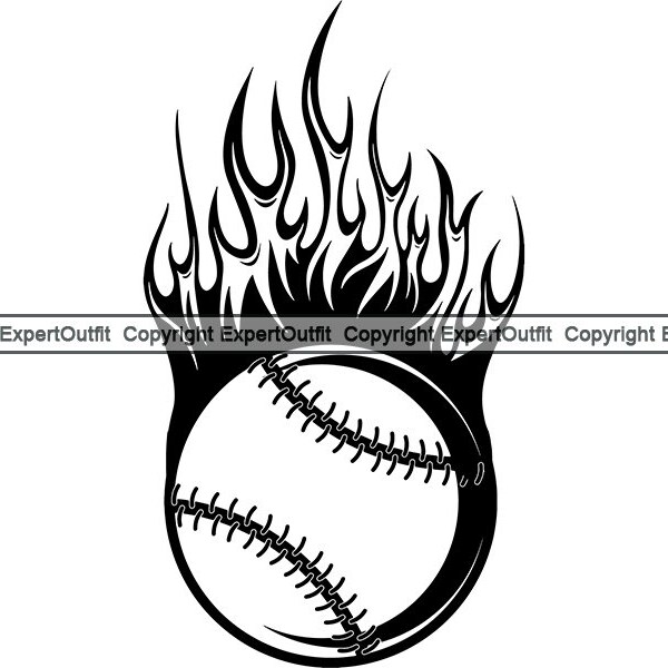 Baseball With Flames Svg - Etsy