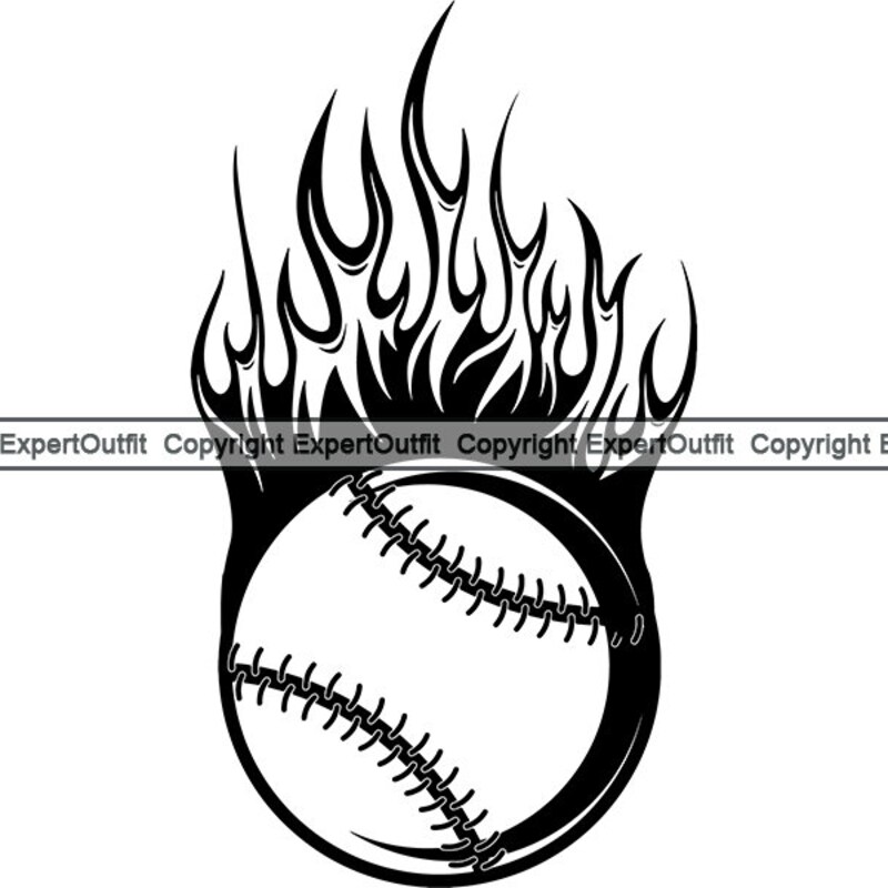 Baseball With Flames Svg - Etsy