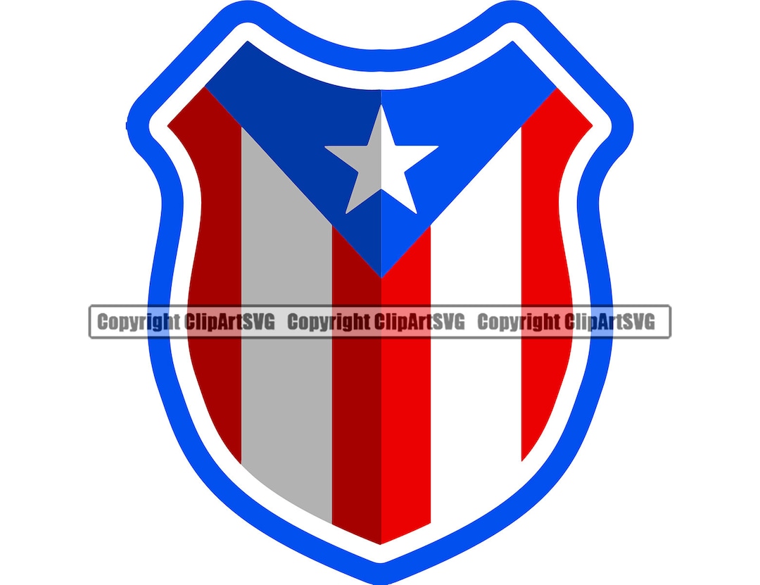 Puerto Rico Rican Country Badge Shield Flag World Nation Map Sign ...