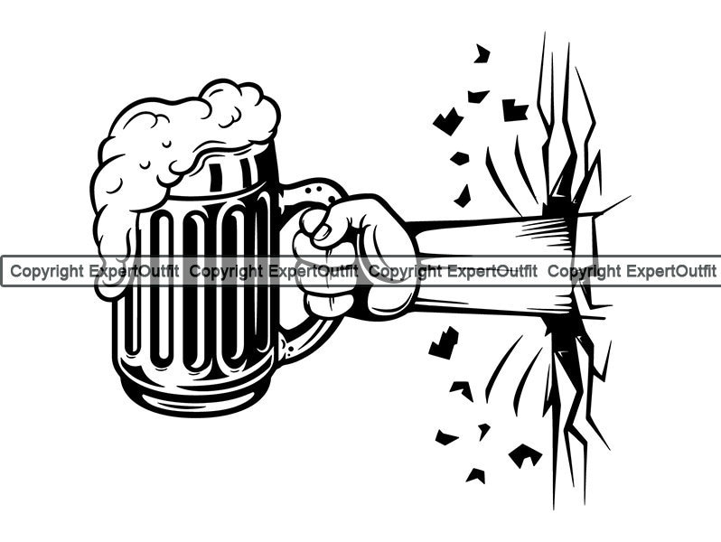 Hand Holding Draft Beer Mug Foam Break Wall Drinking Bar Pub | Etsy