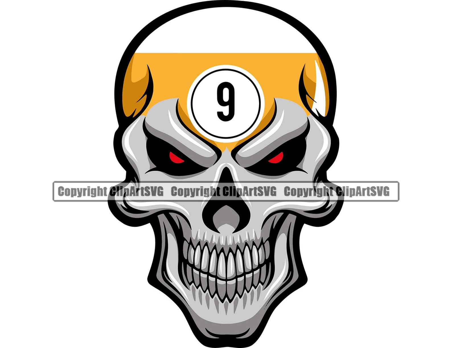 9-ball Skull Skeleton Billiards Pool Player Silhouette Emblem Snooker 8 ...