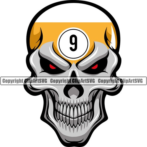 8-ball Skull Skeleton Billiards Pool Player Silhouette Emblem - Etsy