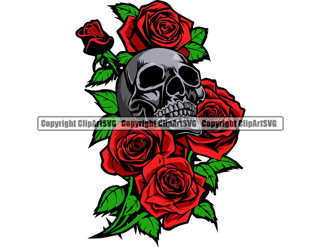 Skull Roses Death Evil Kill Killer Tattoo Human Body Part Skeleton ...