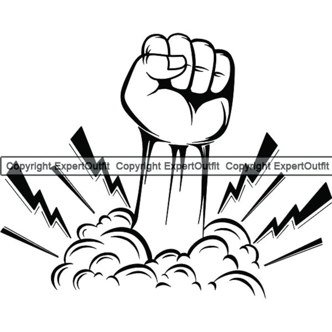 Clenched Fist Hand Element Floor Wall Break Punch Knock Coming Out ...