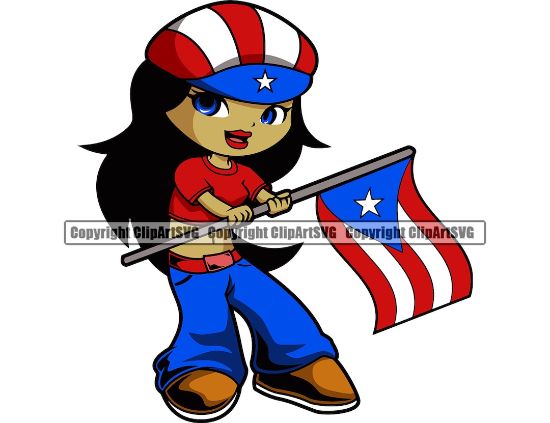 Puerto Rico Rican Cute Little Girl Flag Country World Nation Map Sign ...