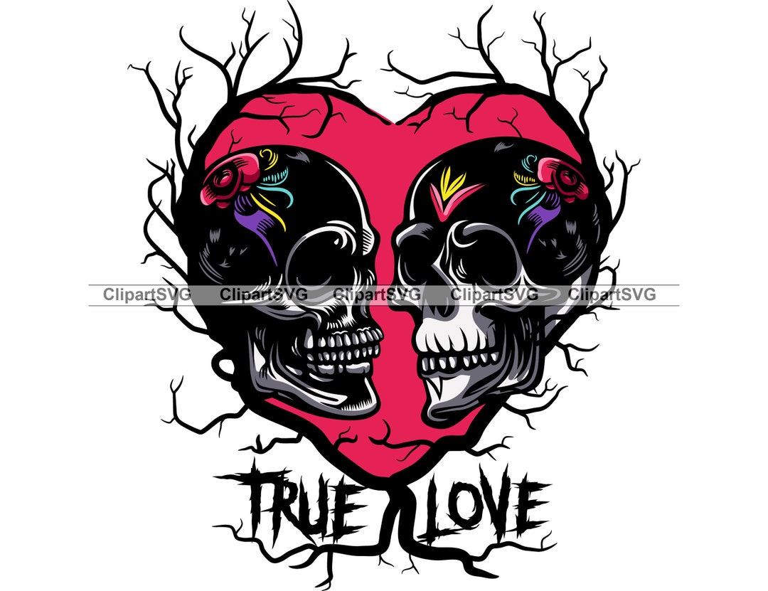 Skull Couple True Love Skeleton Heart Valentine's Day Romantic Horror ...