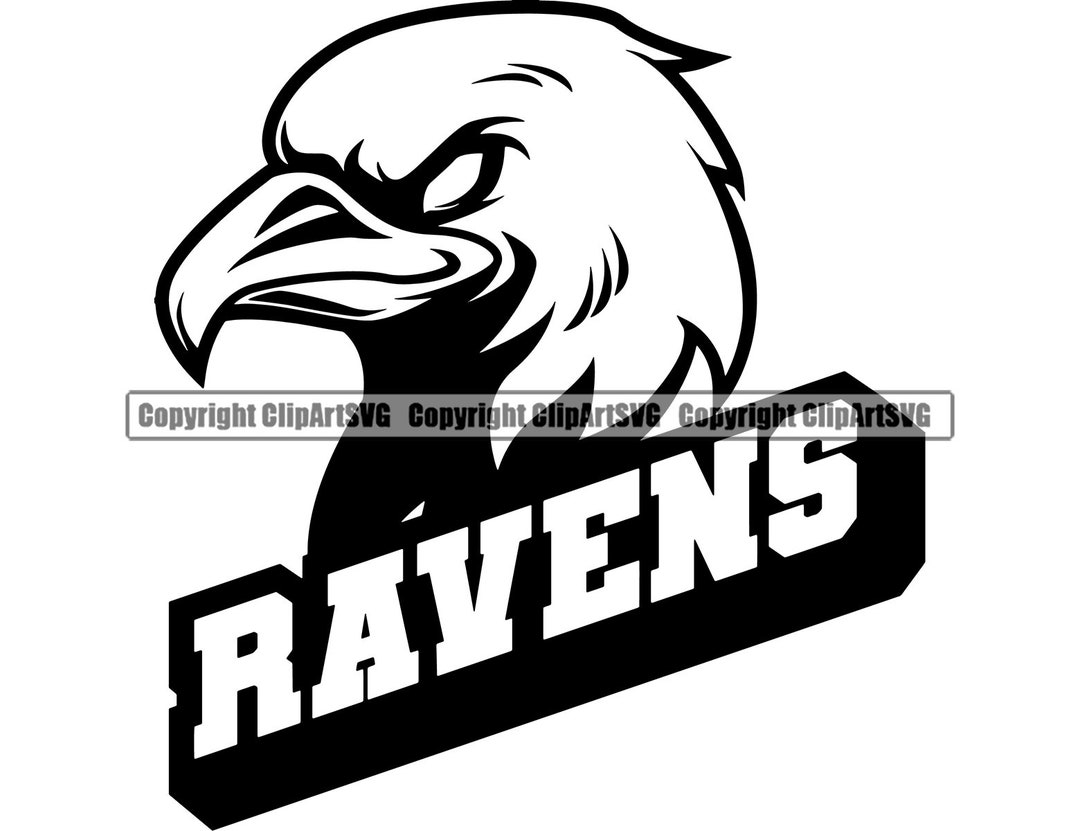 Raven Bird Mascot School Team Head Face Sport Esport Game Emblem Sign ...