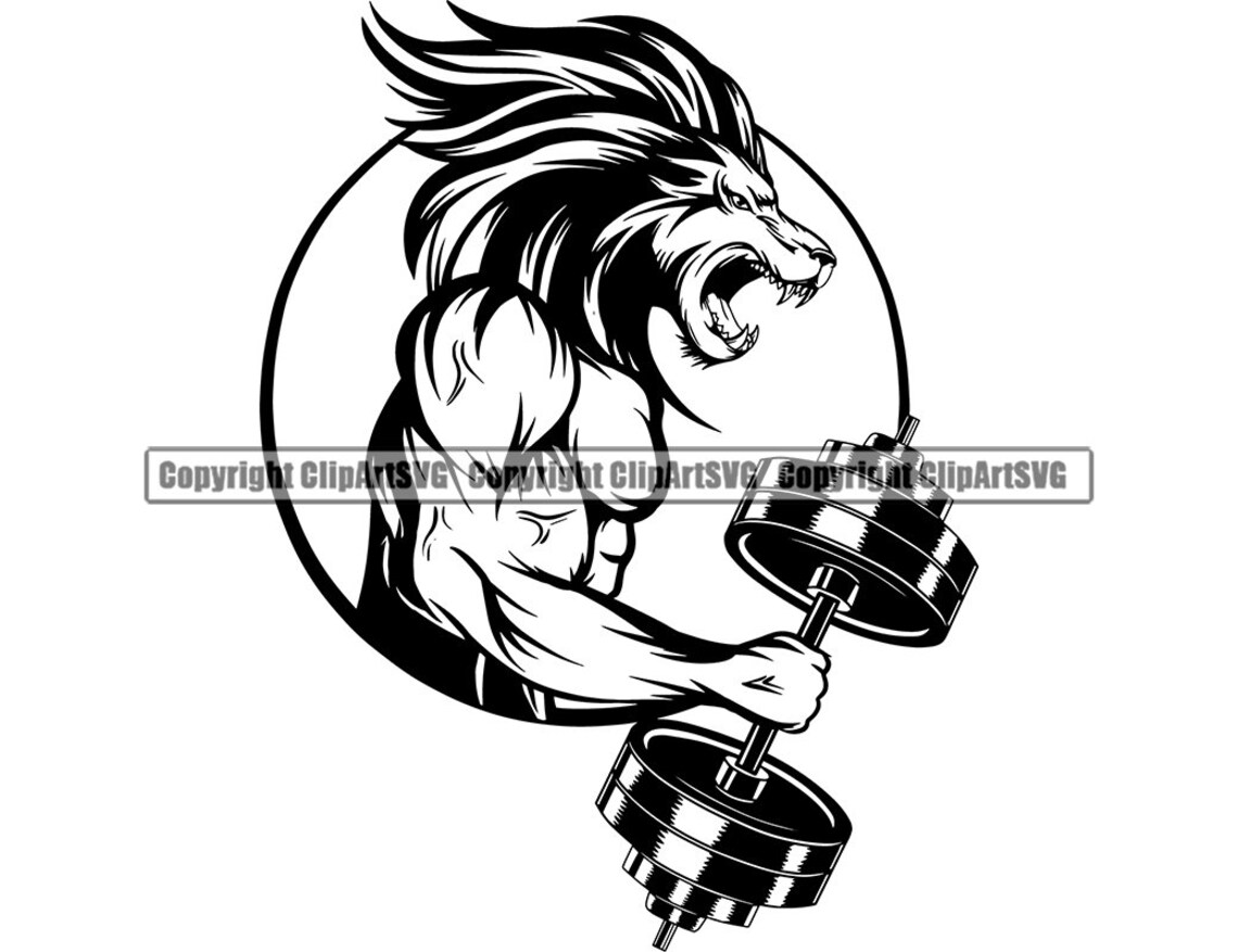 Bodybuilding Lion Logo Fitness Workout Gym Train Trainer - Etsy