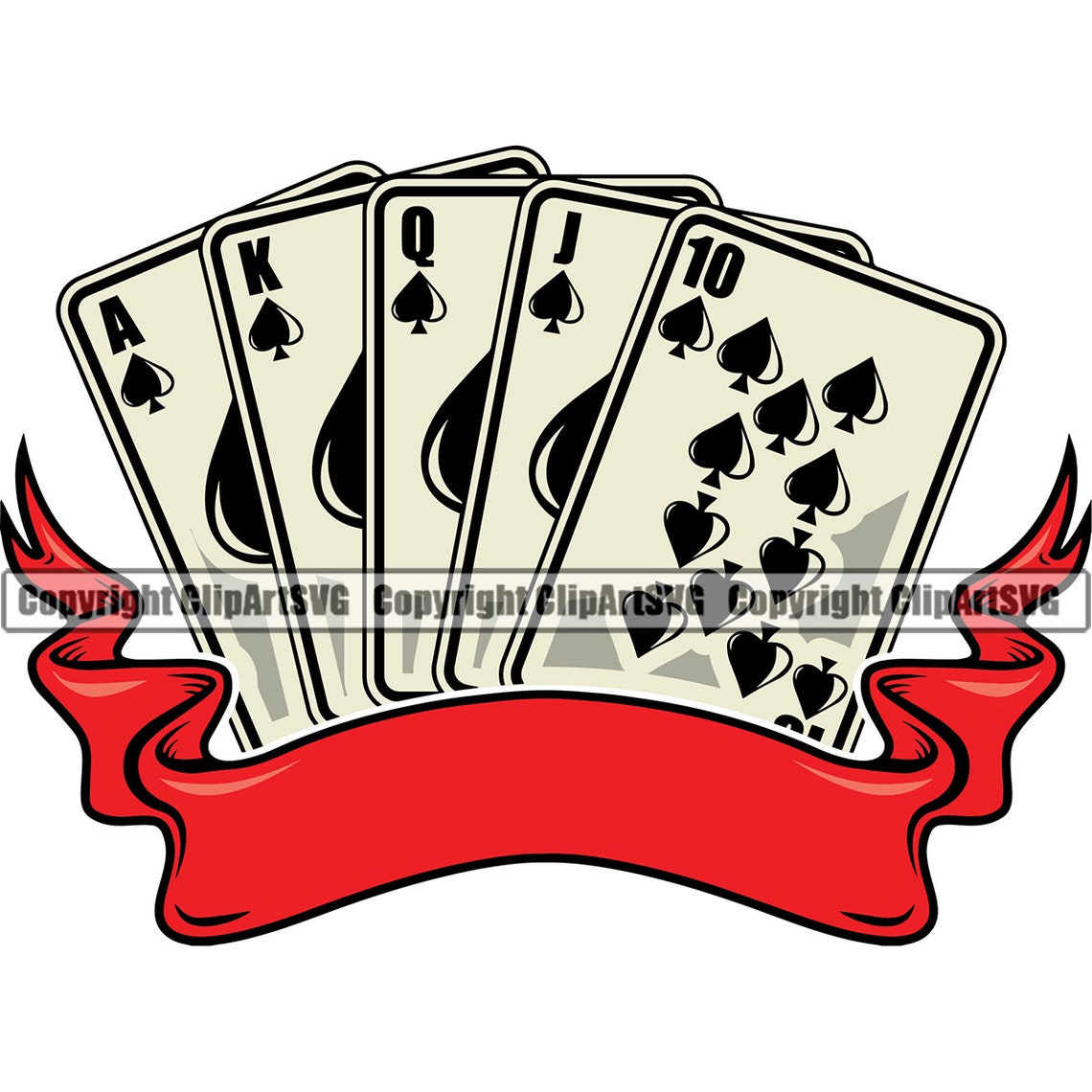 Poker Royal Straight Flush Spades Playing Card Gambling Gamble Casino ...