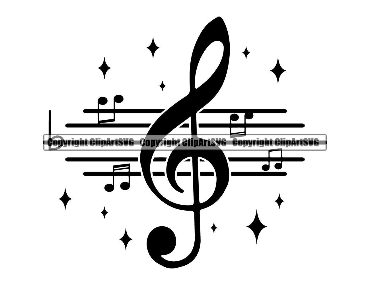 Music Note Symbol Treble Clef Sheet Musical Classical Piano Keys Design ...