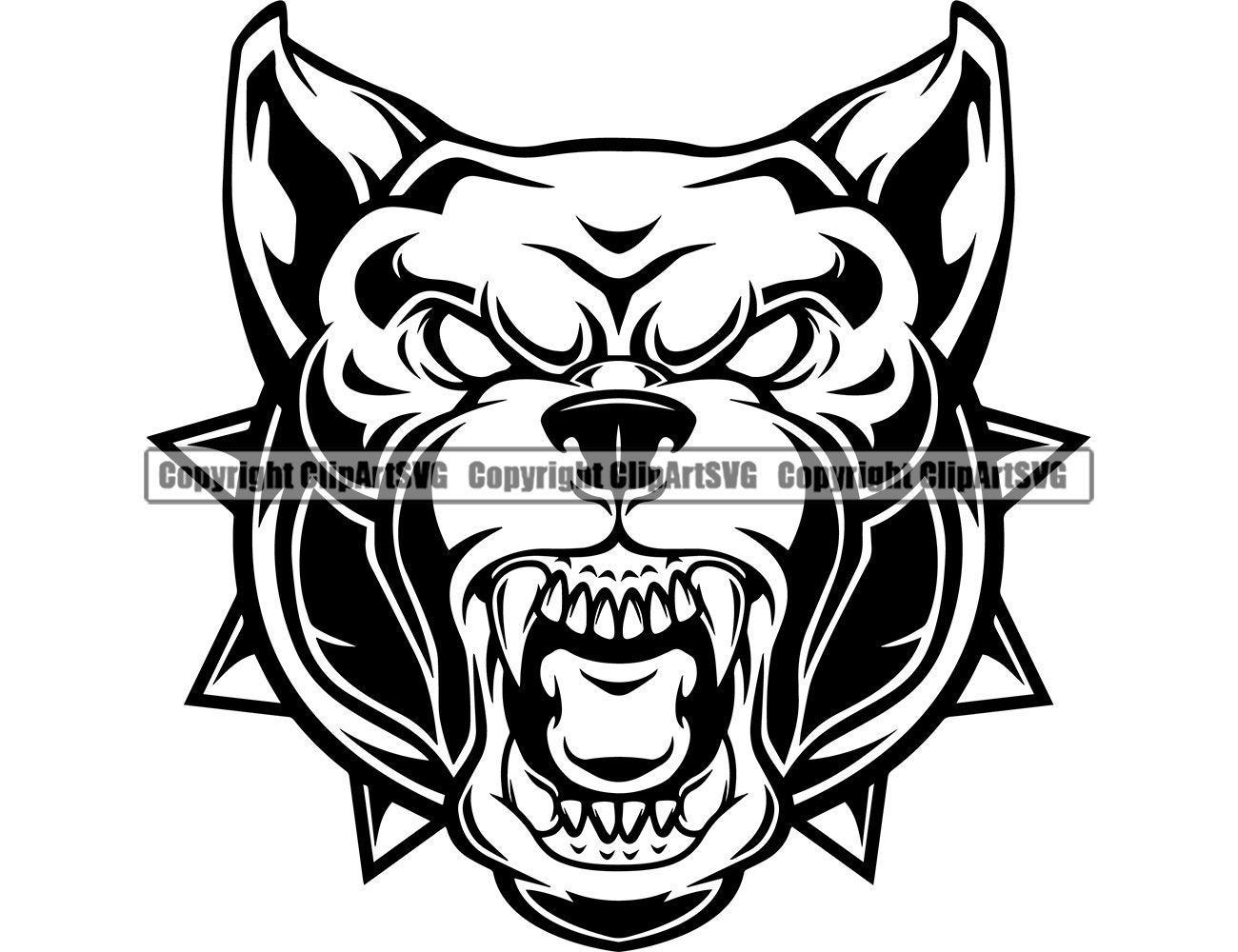 American Pit Bull Dog Head Spiked Collar Angry Mean Breed Terrier Puppy ...