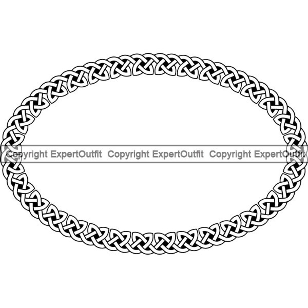 Celtic Knot Oval Round Frame Irish Knotwork Traditional Ireland Ornate Pattern Ancient Viking ...