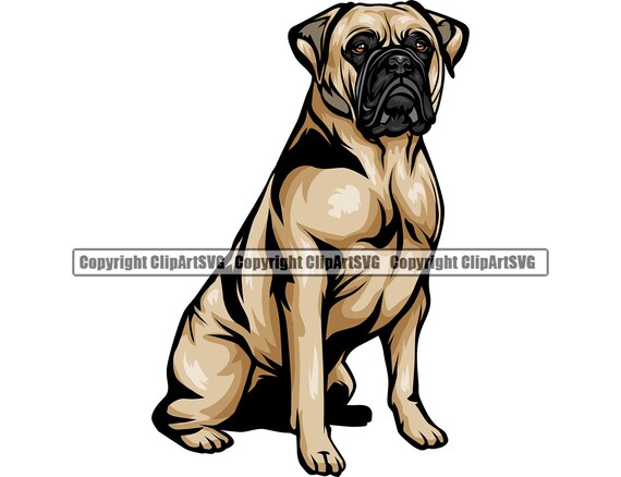 Bull Mastiff Dog Sit Sitting Breed Happy Paw Puppy Pup Pet K9 - Etsy