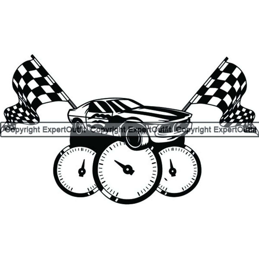 Racing Race Racer Logo Car Engine Gauge Checkered Flag Power Automobile ...