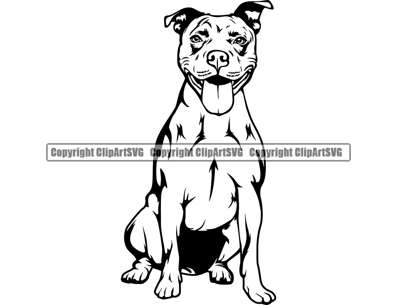 American Pit Bull Dog Sit Sitting Terrier Breed Smiling Happy Paw Puppy ...