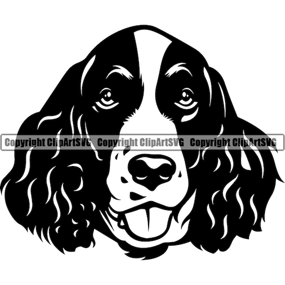 English Springer Spaniel Dog Breed Head Face Puppy Pup Pet Art | Etsy