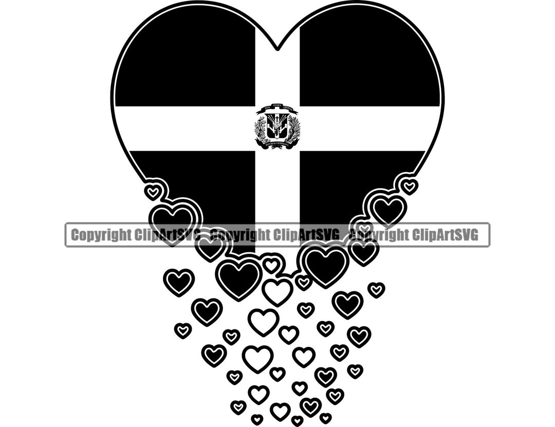 Dominican Republic Falling Heart Flag Caribbean Island Country World ...