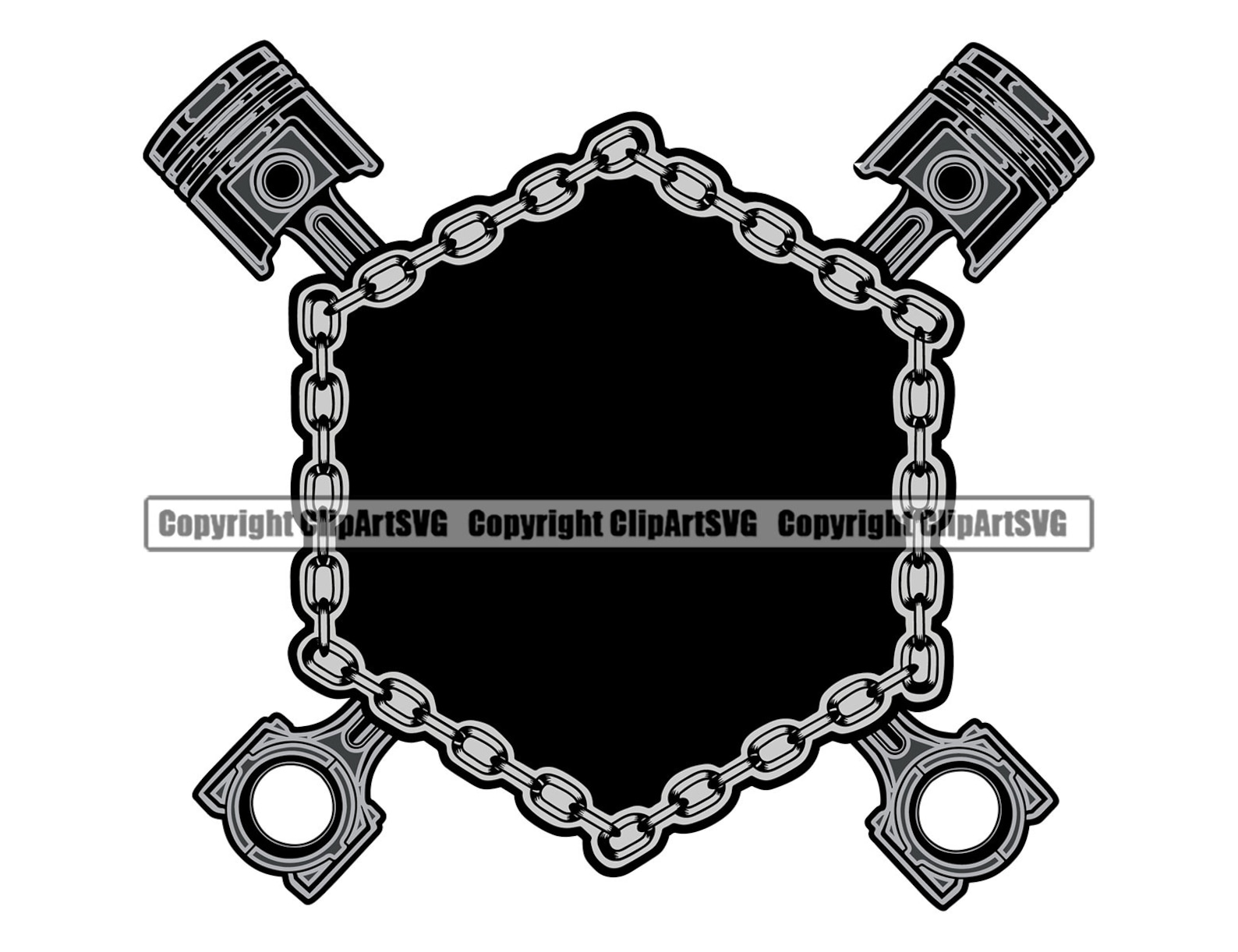 Motorcycle Chain Shield Border Frame Custom Piston Car Repair Shop ...