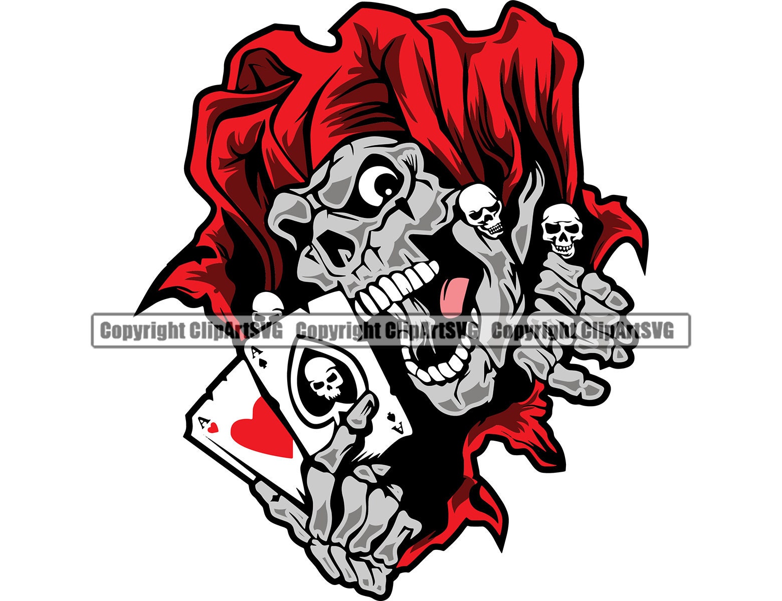 Skull Joker Poker Pocket Aces Texas Holdem Jester Death Evil | Etsy